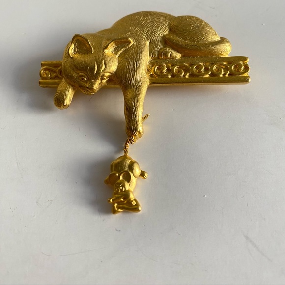 Jonette Jewelry | Jewelry | Cat Lovers Brooch By Jj Cat And Mouse Gold ...